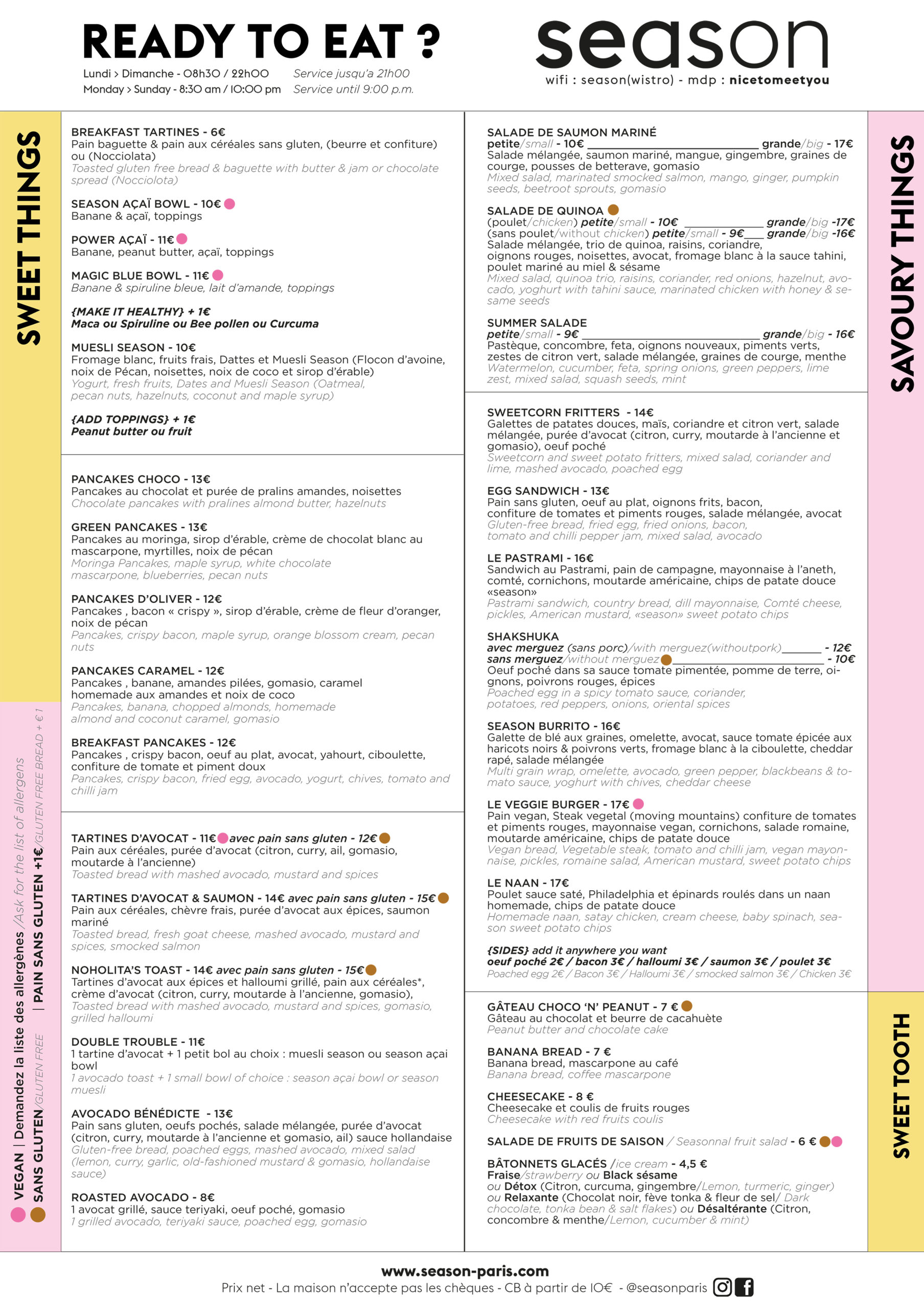 MENU SEASON MARAIS – Season Paris