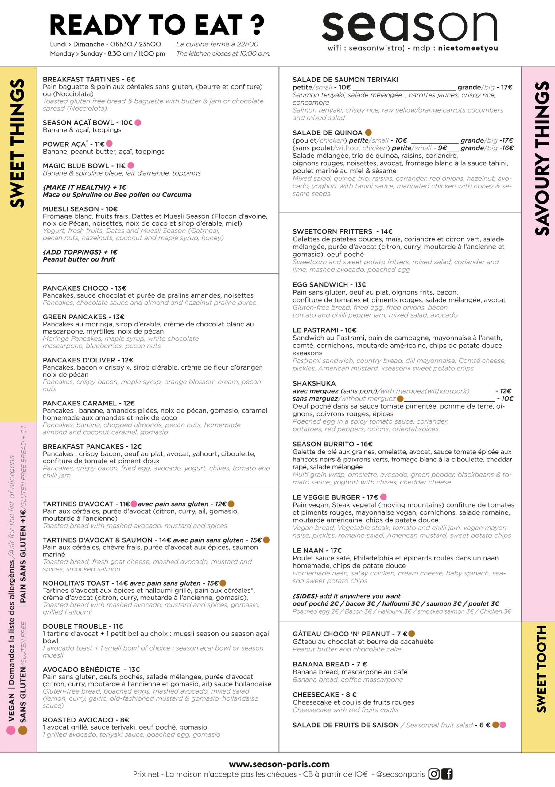 MENU SEASON MARAIS – Season Paris